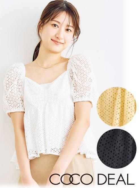 【楽天市場】【即日出荷】COCODEAL ココディール パフスリーブレースブラウス 25春夏. 75218352 シャツ・ブラウス トップス【新作】：HeartySelect 楽天市場店