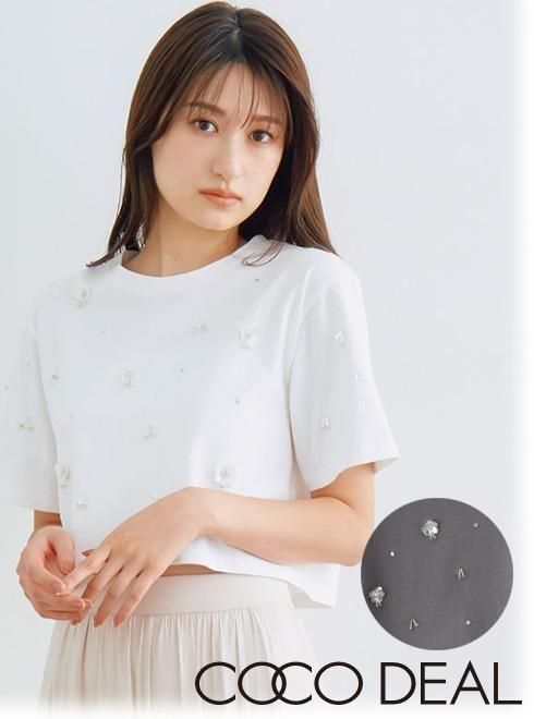 【楽天市場】【即日出荷】COCODEAL ココディール フラワービーズTシャツ 25春夏. 75221397 Tシャツ トップス【新作】：HeartySelect 楽天市場店