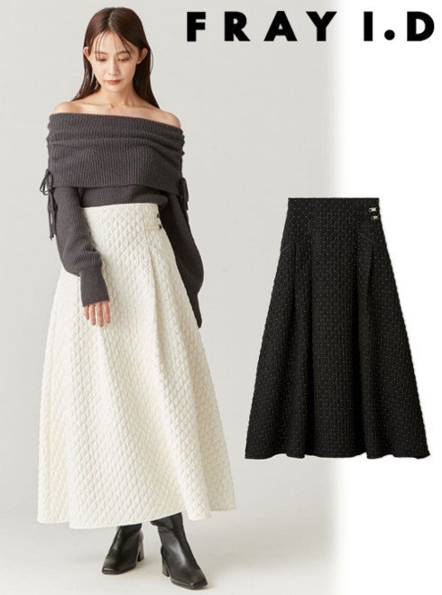 【楽天市場】【即日出荷】(セール30%OFF＋300円OFF) FRAY I.D フレイアイディー マトラッセラメJQタックフレアスカート 24秋冬. FWFS245043 フレアスカート ...