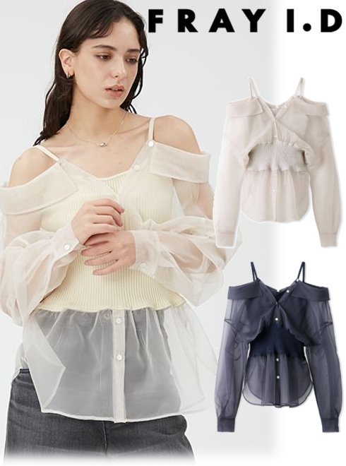【楽天市場】【即日出荷】(ファイナルセール40%OFF) FRAY I.D フレイアイディー ニットコルセットレイヤードシャツ 24春夏. FWNT242093 シャツ・ブラウス ...