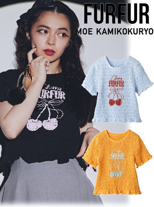 【楽天市場】【即日出荷】(セール50%OFF) FURFUR ファーファー 【上國料萌衣コラボ】チェリーギャザープル 24秋冬 ...