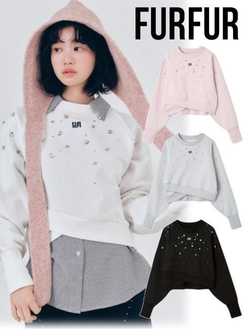 【楽天市場】【即日出荷】(BLACK FRIDAY10%OFF&500円OFF) FURFUR ファーファー ビジュー付きスウェット 25秋冬 RWCT254080 スウェット・パーカー ...