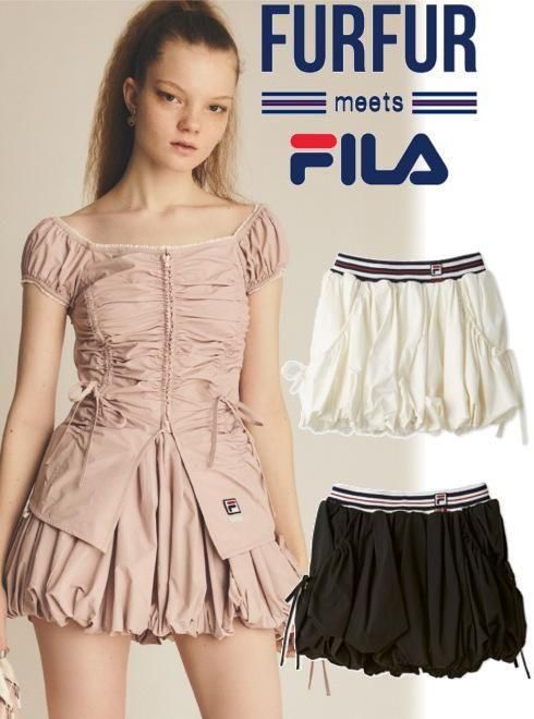 【楽天市場】【予約】(スーパーセール10%OFF&500円OFF~6/11) FURFUR ファーファー FILAコラボバルーンスコート 25春夏.予約 RWFS254006 フレアスカート ...