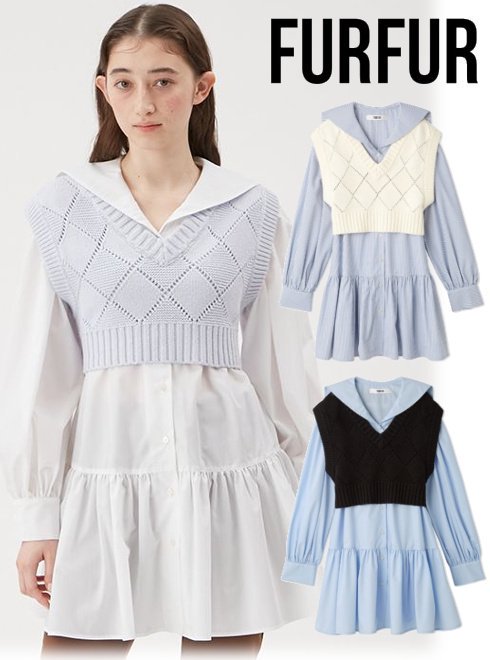 【楽天市場】【即日出荷】(最終セール60%OFF) FURFUR ファーファー ベストセットセーラーカラーチュニック 25春夏 ...