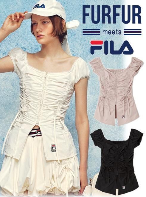 【楽天市場】【予約】(スーパーセール10%OFF&500円OFF~6/11) FURFUR ファーファー FILAコラボパフスリーブトップス 25春夏.予約 RWFT254005 カットソー ...