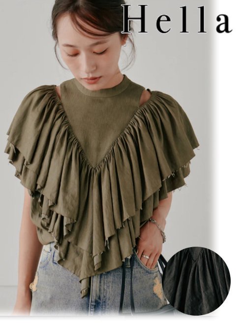 【楽天市場】【予約】(マラソン10%OFF＋300円OFF) Hella ヘラ volume ruffle tops 25春夏予約 h251 ...
