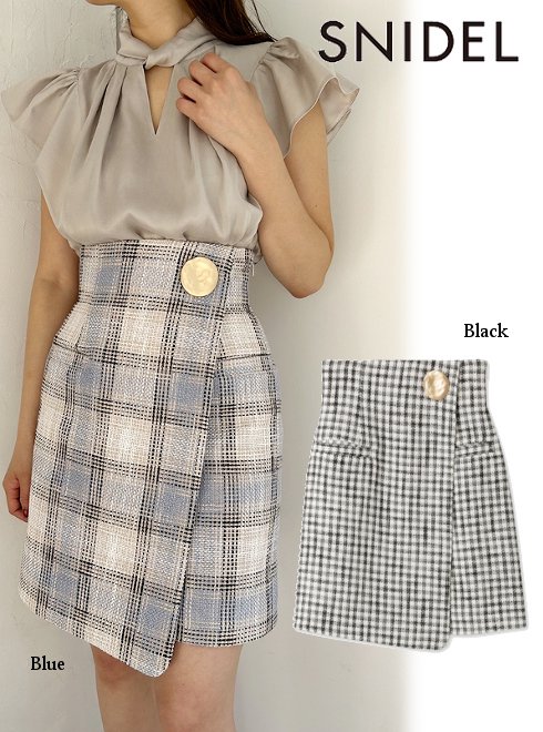 【楽天市場】【即日出荷】(ファイナルセール50%OFF) snidel スナイデル ツイードラップミニスカート 23春夏. SWFS232135 フレアスカート 2023夏コレクション ボトム ...