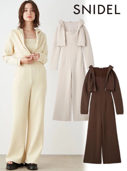 【楽天市場】【即日出荷】(12%OFF) snidel スナイデル パーカー×カットオールインワンset 24秋冬SWCO244108 オールインワン・コンビネゾン 【snidel】ボトム ...