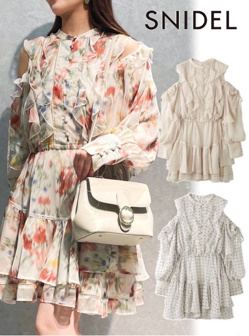 【楽天市場】【即日出荷】(セール50%OFF) snidel スナイデル シフォンフリルミニワンピース 24秋冬 SWFO244271 フレアワンピース 【snidel】【新作】 ss12 ...