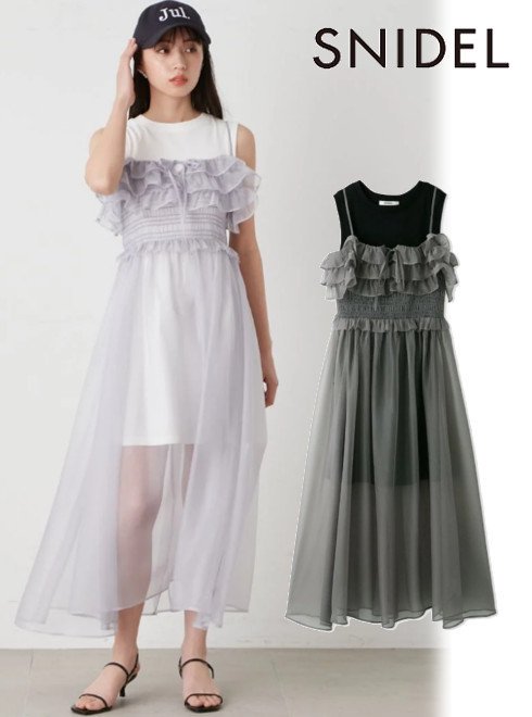 【楽天市場】【即日出荷】(期間限定12%OFF) snidel スナイデル シアーレイヤードカットミニワンピース 24春夏. SWCO244056 フレアワンピース 【snidel ...