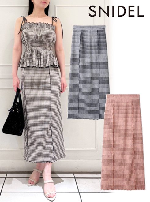 【楽天市場】【即日出荷】【待望追加】(ファイナルセール40%OFF) snidel スナイデル ギンガムメロースカート 24春夏. SWCS242055 タイトスカート ボトム【snidel ...