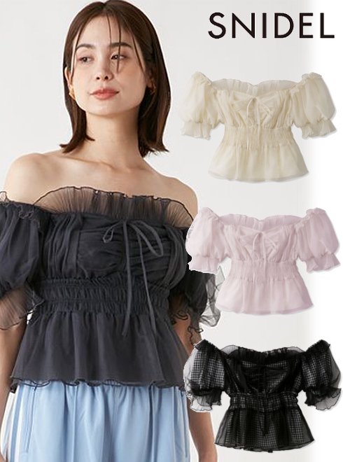 【楽天市場】【即日出荷【待望追加】】(期間限定12%OFF) snidel スナイデル ギャザーフリルオフショルブラウス 24春夏 SWFB241136 シャツ・ブラウス 【snidel ...
