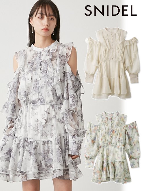 【楽天市場】【予約】(期間限定12%OFF) snidel スナイデル プリントフリルシフォンミニワンピース 24春夏予約 SWFO241079 フレアワンピース 入荷予定 : 3月下旬 ...