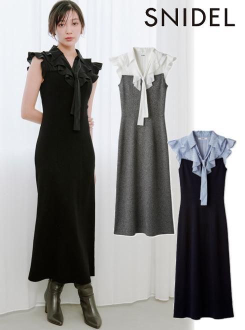 【楽天市場】【予約】(期間限定10%OFF) snidel スナイデル Susフリルカラードッキングワンピース 25秋冬予約 SWNO254193 マキシワンピース 入荷予定 : 8月中旬 ...