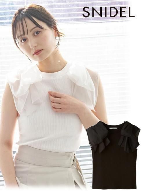 【楽天市場】【即日出荷】(期間限定10%OFF&400円OFF) snidel スナイデル リボンスリーブカットソー 25春夏 SWCT251157 カットソー トップス【新作】 25Tシャツ ...