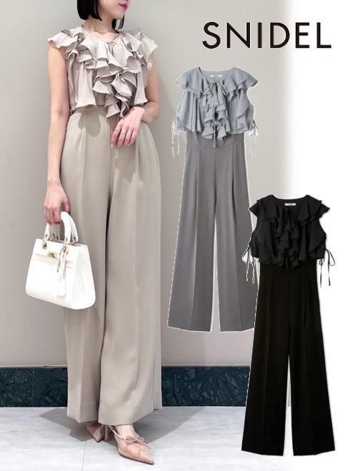 【楽天市場】【即日出荷】(GW限定15%OFF&500円OFF) snidel スナイデル ラッフルボレロコンビネゾン 25春夏 SWFO251121 オールインワン・コンビネゾン ボトム ...