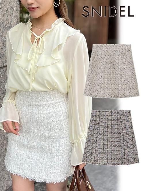 【楽天市場】【予約】(新作10%OFF&400円OFF~5/23) snidel スナイデル サマーツイードスカショ 25春夏.予約 SWFP252041 ショートパンツ 入荷予定 : 4月 ...