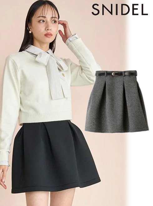 【楽天市場】【即日出荷】(最終セール60%OFF&500円OFFクーポン) snidel スナイデル ベルテッドストラクチャーミニスカート 25春夏 SWFS251102 フレアスカート ...