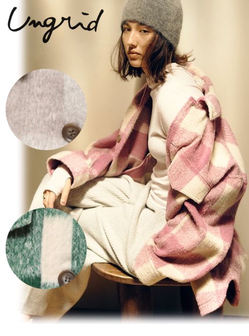 【楽天市場】【即日出荷】15%OFF! Ungrid アングリッド シャギーチェックビッグシャツ 23秋冬.112350442501 シャツ・ブラウス トップス：HeartySelect 楽天市場店