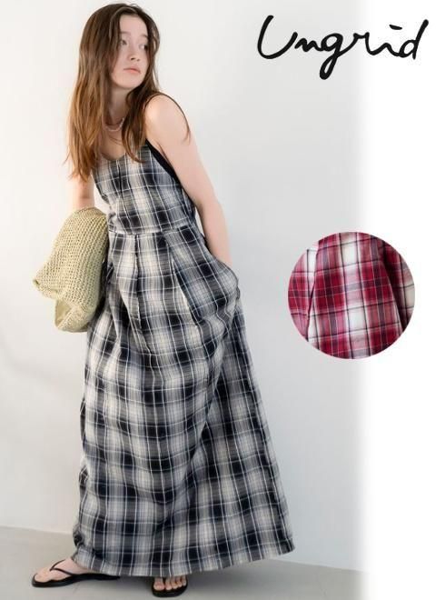 【楽天市場】【即日出荷】(期間限定10%OFF&400円OFF) Ungrid アングリッド コクーンチェックキャミワンピース 25春夏. 112520340901 フレアワンピース 【新作 ...