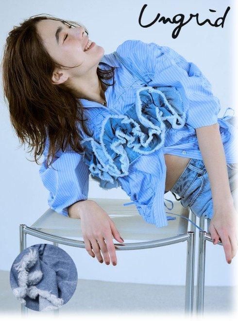 【楽天市場】【即日出荷】(新作10%OFF&400円OFF~6/4) Ungrid アングリッド フリルデザインデニムビスチェ 25春夏. 112520436101 キャミソール・ベアトップ ...