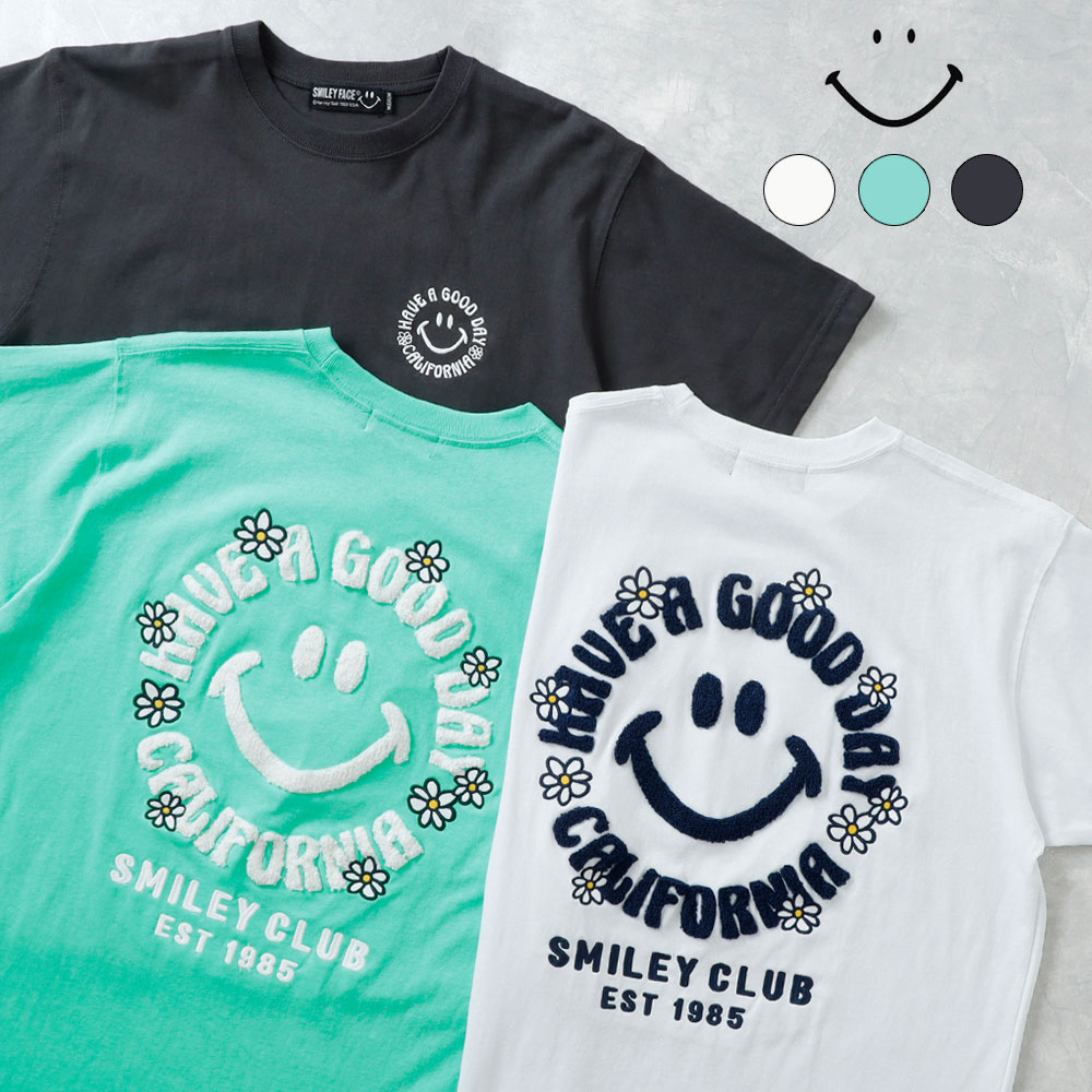 【楽天市場】SMILEY FACE スマイリー フェイス Tシャツ カットソー 半袖 メンズ レディース ユニセックス 刺繍 大きいサイズ 海 ...