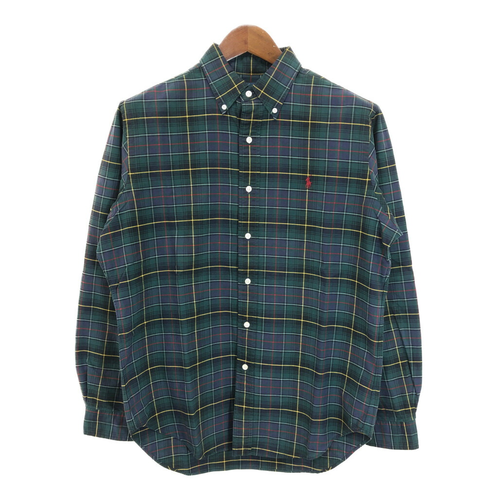【楽天市場】RALPH LAUREN ラルフローレン ボタンダウン 長袖シャツ チェック マルチカラー (メンズ M) 中古 古着 Q2617 ...