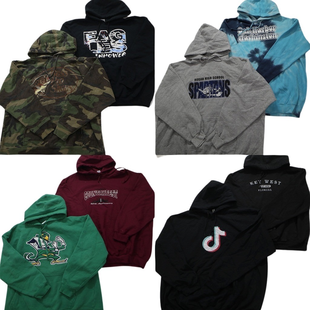 【楽天市場】古着卸 まとめ売り カラーパーカー スウェット 8枚セット (メンズ XL /2XL /3XL ) カレッジ系 企業系 バスプロ ...