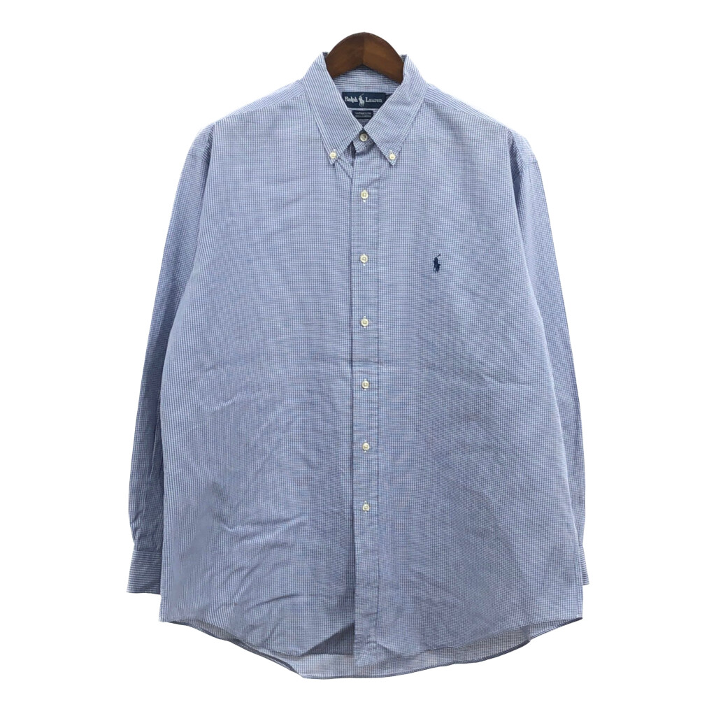 【楽天市場】90年代 RALPH LAUREN ラルフローレン YARMOUTH ボタンダウン 長袖シャツ アメカジ チェック ライトブルー ...