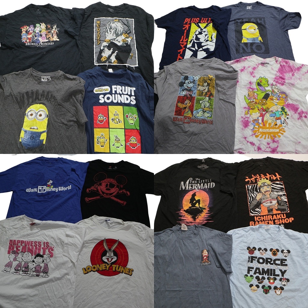 【楽天市場】古着卸 まとめ売り キャラクター 半袖Tシャツ 16枚セット (メンズ XL ) ミニオン リトルマーメイド スヌーピー ヒロアカ ...