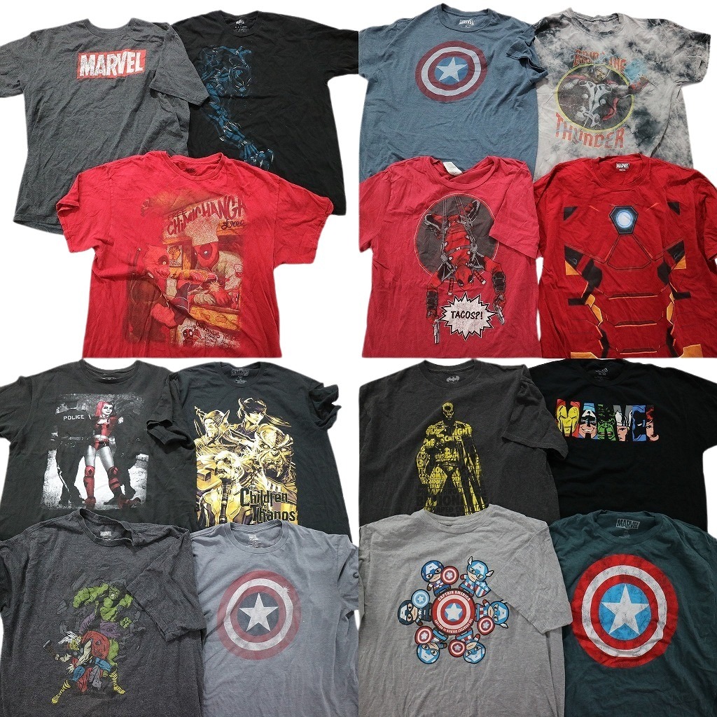 【楽天市場】古着卸 まとめ売り マーベル DCコミック 半袖Tシャツ 15枚セット (メンズ XL ) デッドプール アイアンマン ...