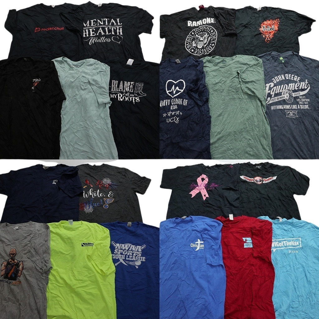 【楽天市場】古着卸 まとめ売り カラーmix プリント 半袖Tシャツ 20枚セット (メンズ XL /2XL ) 胸ポケット カレッジ系 ワン ...