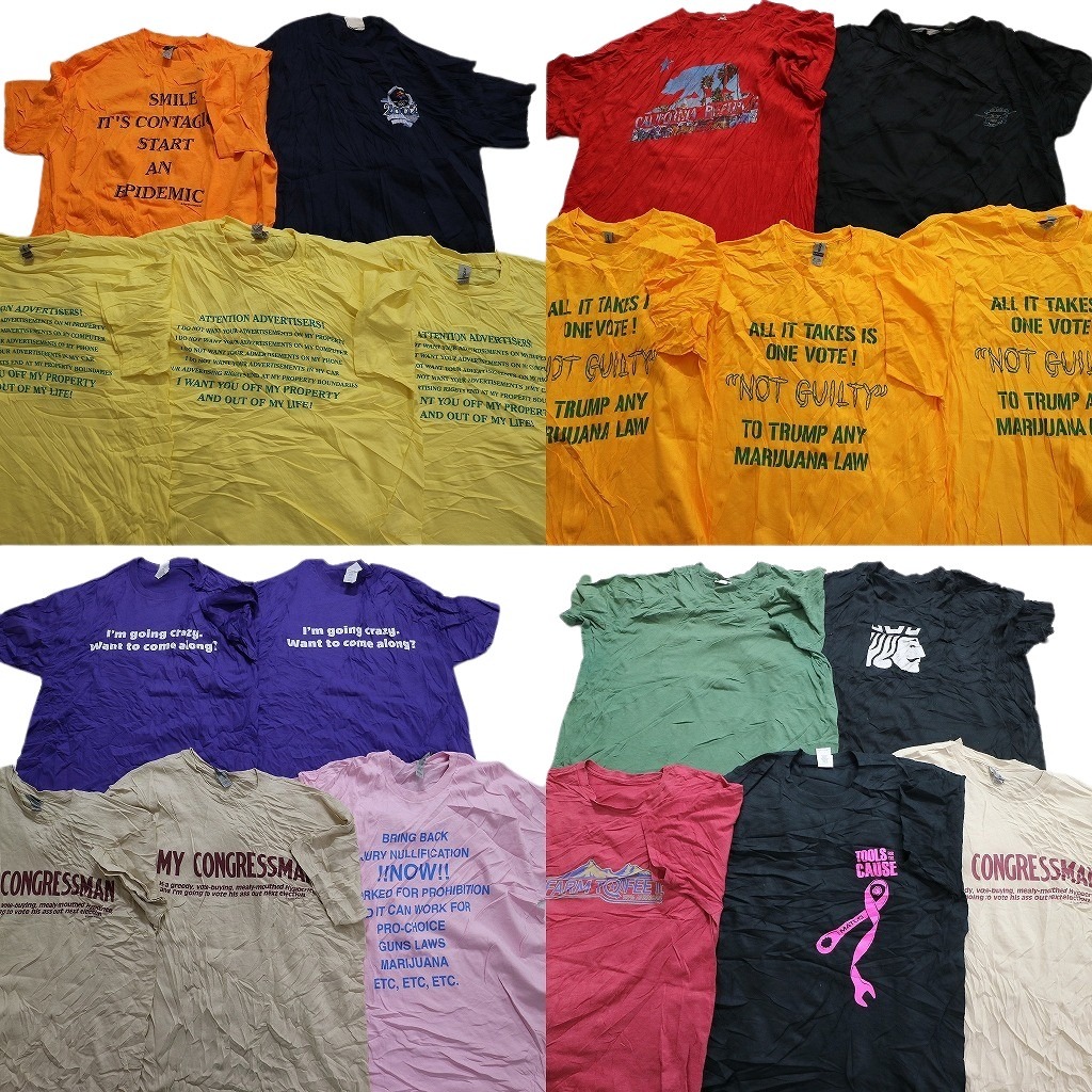【楽天市場】古着卸 まとめ売り カラーmix プリント 半袖Tシャツ 20枚セット (メンズ L ) イエロー 英文字プリント オレンジ 無地 ...