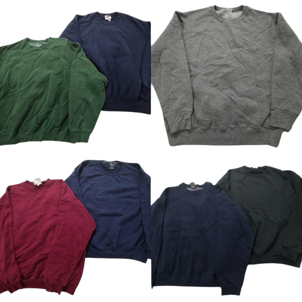 【楽天市場】古着卸 まとめ売り 無地 丸首 スウェット 7枚セット (メンズ L /XL ) ネイビー グリーン ブラック グレー ワイン ...