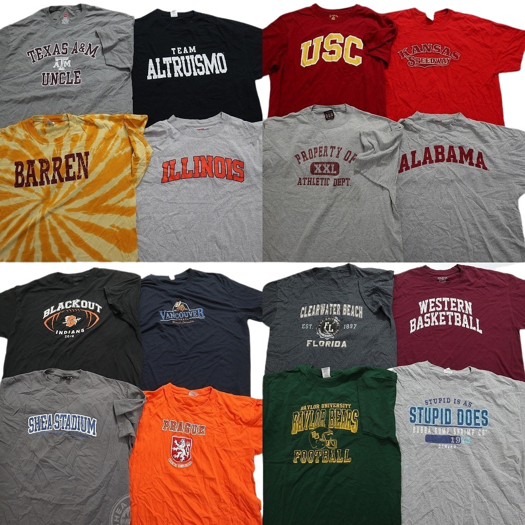 【楽天市場】古着卸 まとめ売り カレッジ風 半袖Tシャツ 16枚セット (メンズ XL ) タイダイ オレンジ ブラック グレー 3段 レッド ...