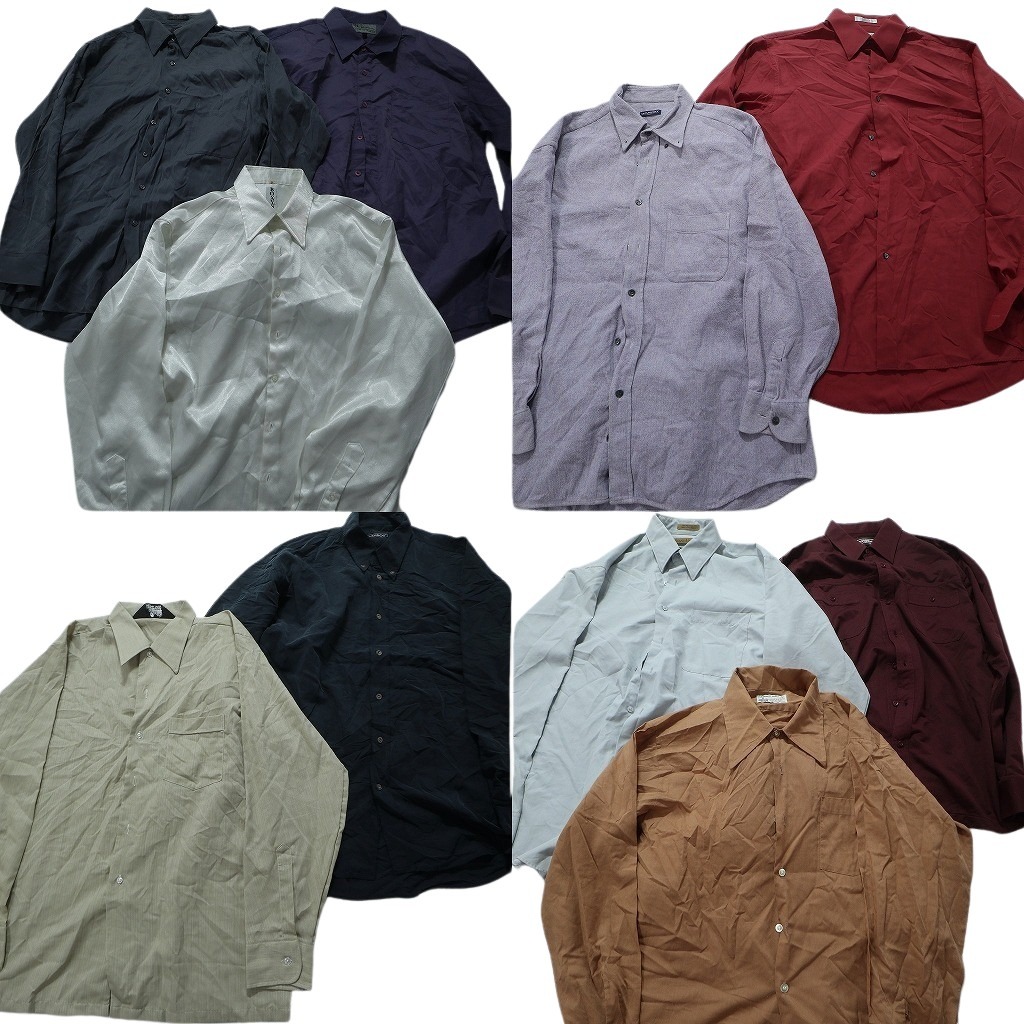 【楽天市場】古着卸 まとめ売り 無地MIX 長袖シャツ 10枚セット (メンズ L ) 白 光沢 アースカラー ボタンダウン ダークカラー ...