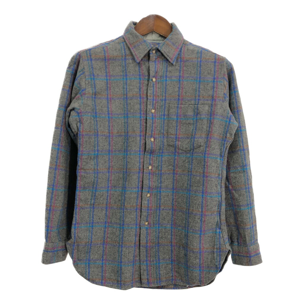 【楽天市場】70年代 USA製 PENDLETON ペンドルトン ウール 長袖シャツ ヴィンテージ チェック グレー (メンズ M) 中古 古着 S0968：YAMAHISA ...