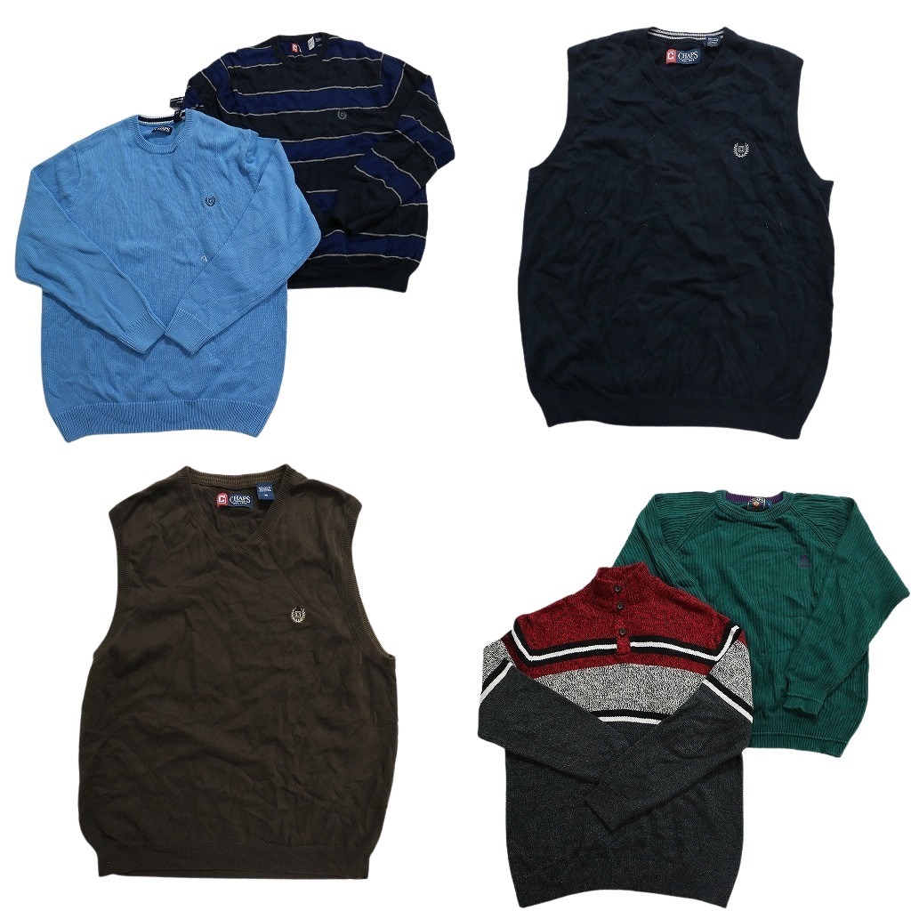 【楽天市場】古着卸 まとめ売り チャップス セーター 6枚セット (メンズ M /L ) ボーダー 無地 ワンポイント ハーフボタン リブ ...