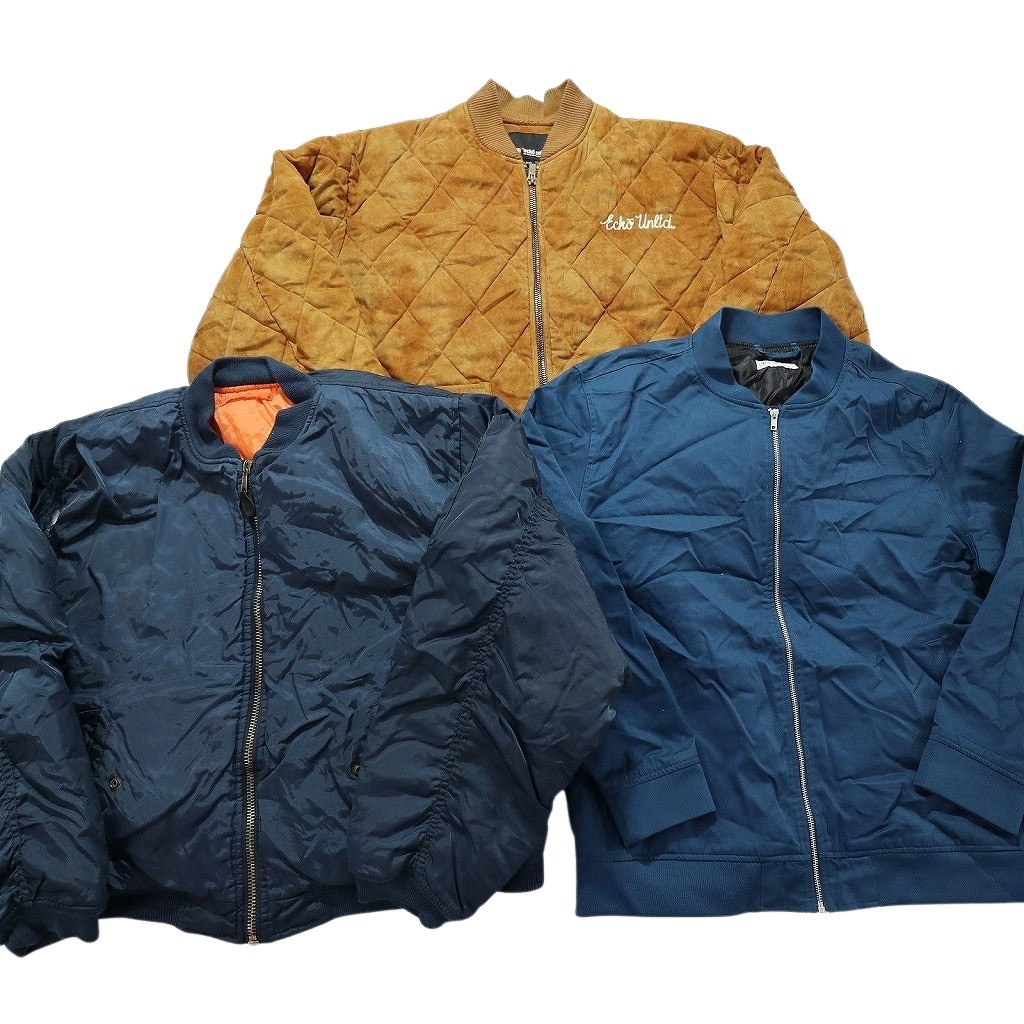 【楽天市場】古着卸 まとめ売り MA-1型 ジャケット 3枚セット (メンズ XL /2XL /3XL ) ナイロン スウェード ネイビー 無地 ワンポイント MW6419：YAMAHISA ...