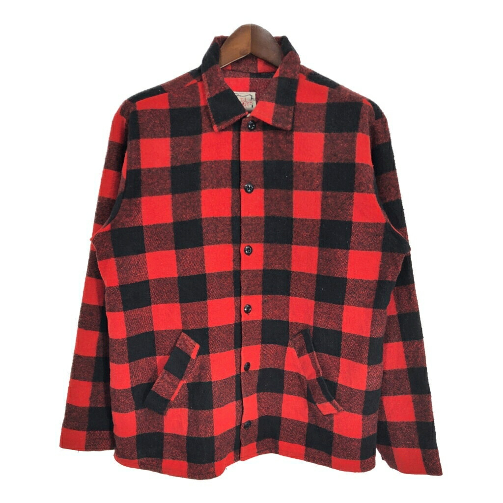 【楽天市場】TJ SHIRTS ウール シャツジャケット バッファローチェック レッド (メンズ L相当) 中古 古着 S9747 ...