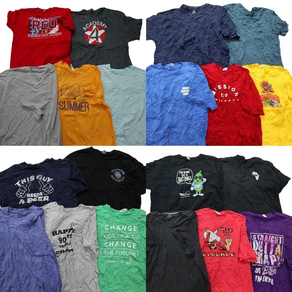【楽天市場】古着卸 まとめ売り カラーmix プリント 半袖Tシャツ 20枚セット (メンズ 3XL ) 無地 英文字プリント ワンポイント ...