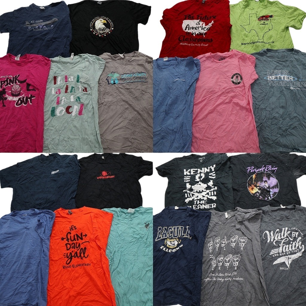 【楽天市場】古着卸 まとめ売り カラーmix プリント 半袖Tシャツ 20枚セット (メンズ L ) 動物 アニマル イーグル バンT ...