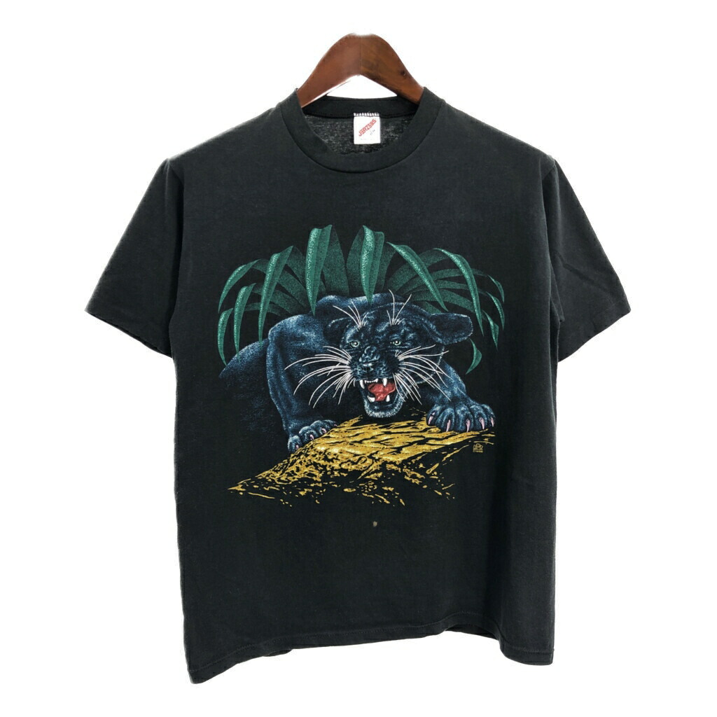 【楽天市場】80年代 USA製 アニマルプリント ブラックパンサー 半袖Tシャツ ブラック（メンズ L ）中古 古着 T4810 ...
