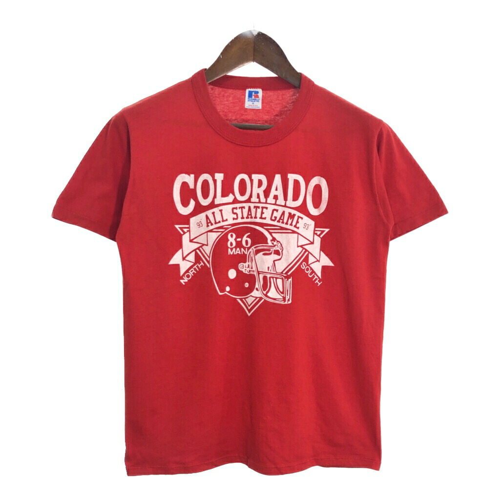 【楽天市場】90年代 USA製 RUSSELL ATHLETIC ラッセル 半袖Tシャツ アメフト カレッジ レッド(メンズ M)中古 古着 T8091：YAMAHISA ...