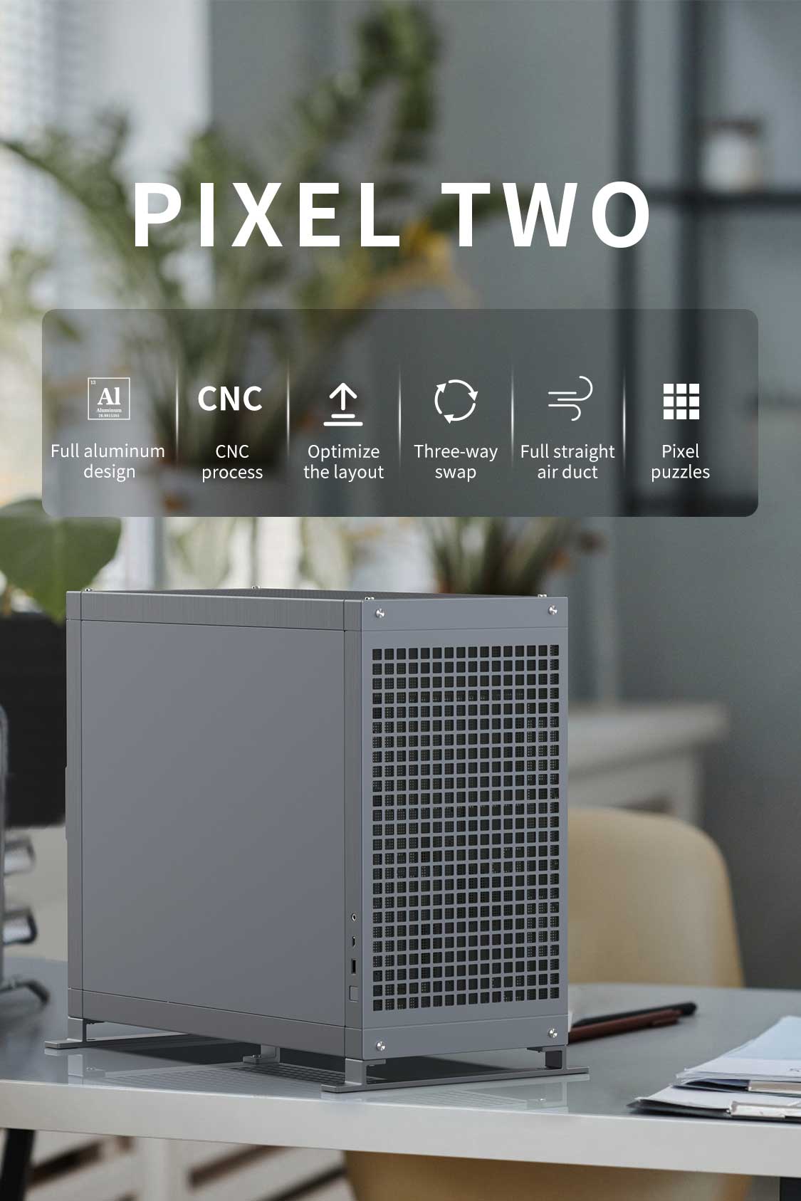 【楽天市場】ABEE PIXEL TWO アビー PCケース グレー シルバー アルミ アルミニウム アルマイト処理 サンドブラスト ヘア ...