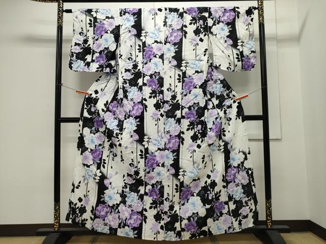 平和屋着物∴夏物 浴衣・小紋兼用 綿紅梅 草花文 綿 逸品 CAAW2965ut