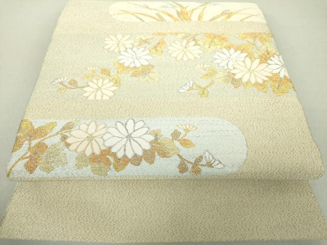 平和屋着物○爪掻き本綴れ 八寸名古屋帯 雪輪花蝶文