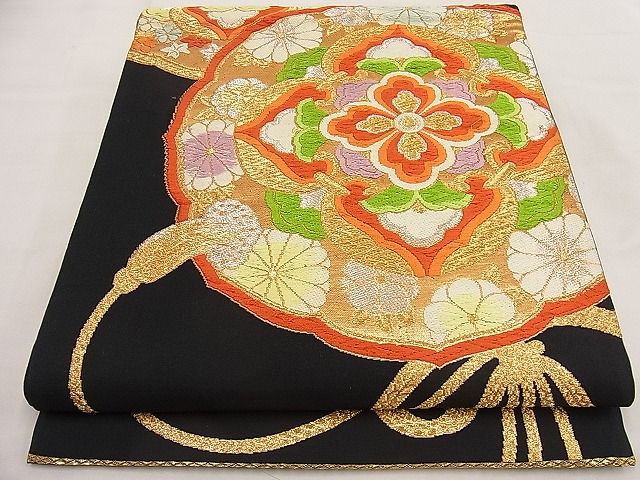 楽天市場】平和屋着物□六通柄袋帯 唐織 鏡裏花文 黒地 金銀糸 逸品 n