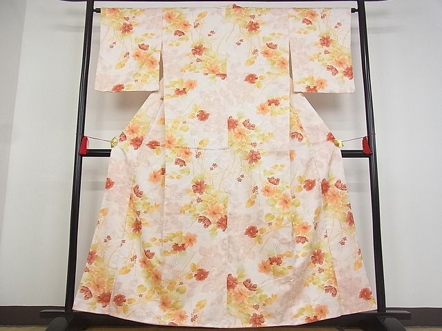 平和屋着物□小紋 草花文 洗える着物 AAAW4949mf