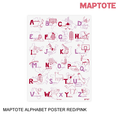 【楽天市場】Maptote マップトート Alphabet Poster RED/PINK アルファベットポスター：ヘスター